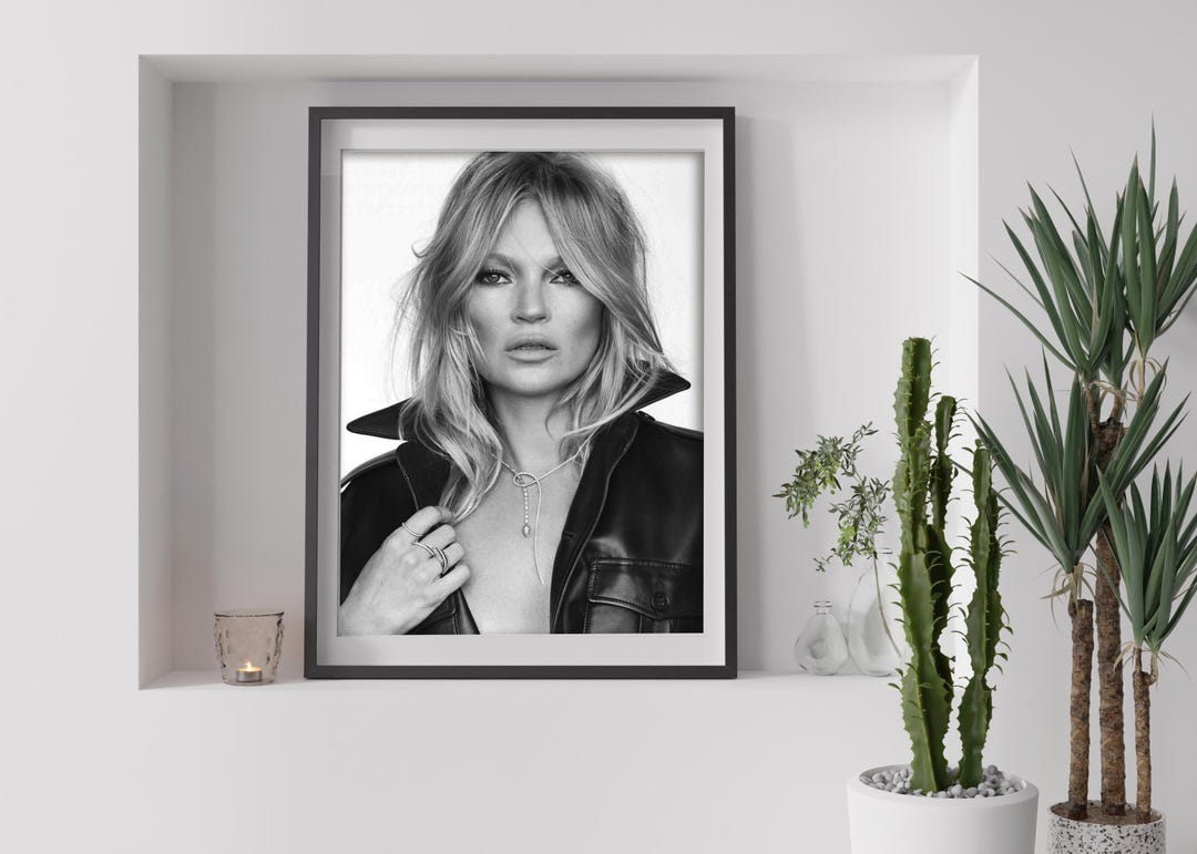 Kate Moss Poster Iconic Kate Moss Photograph Black and White Vogue ...