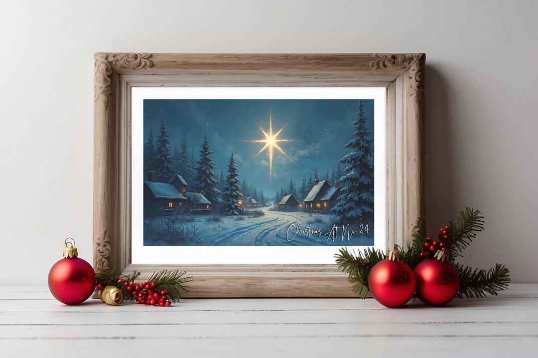 Christmas Night Snowy Landscape Personalised Print Festive Landscape ...