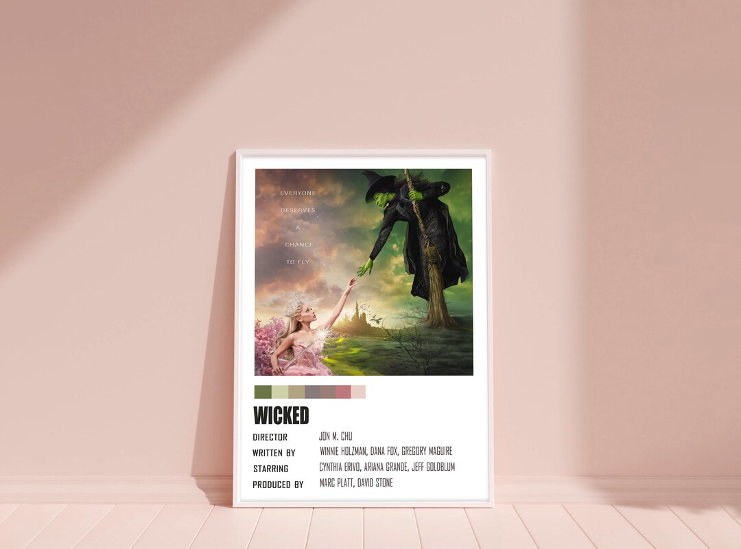 Wicked Movie Poster, Elphaba Glinda, Ariana Grande Fan Poster, Wizard ...