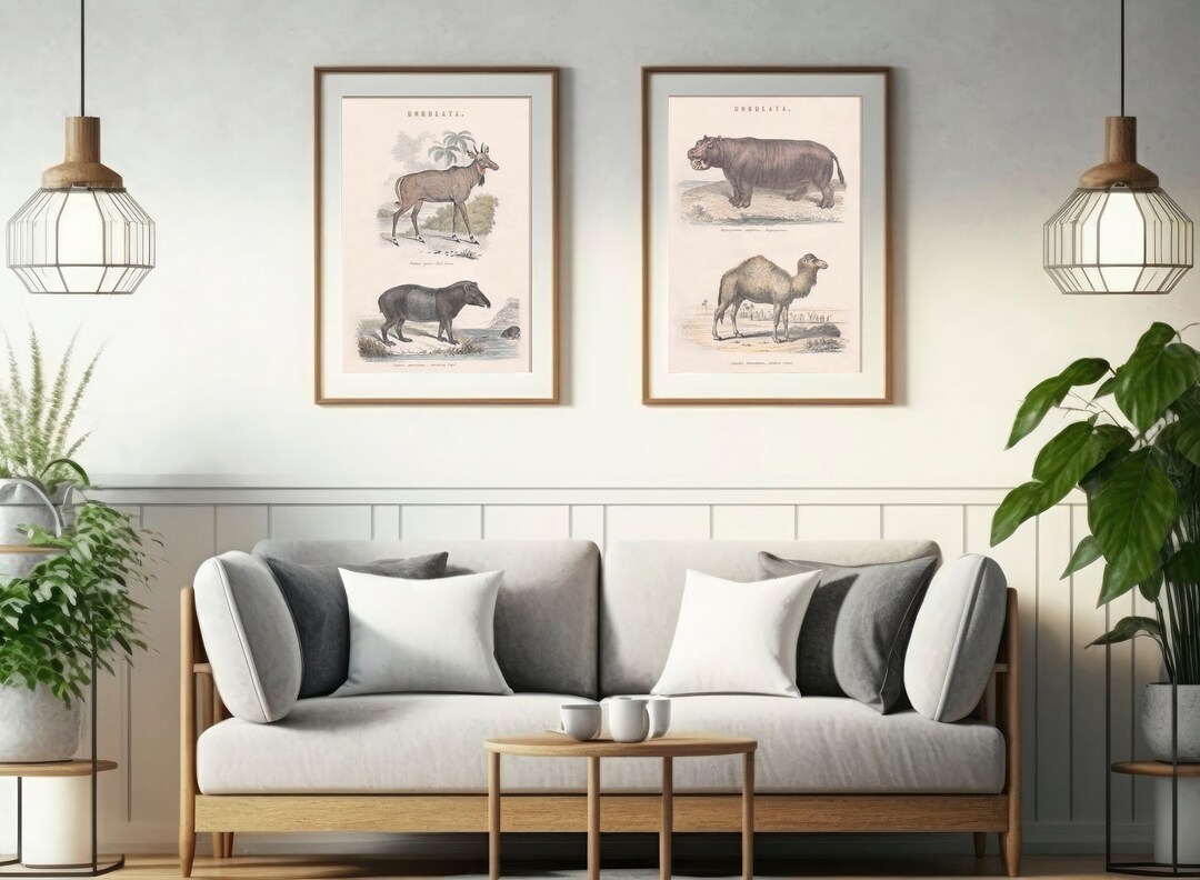 Vintage Safari Animal Prints: Tapir, Antelope, Hippo, Camel Wall Art - Etsy