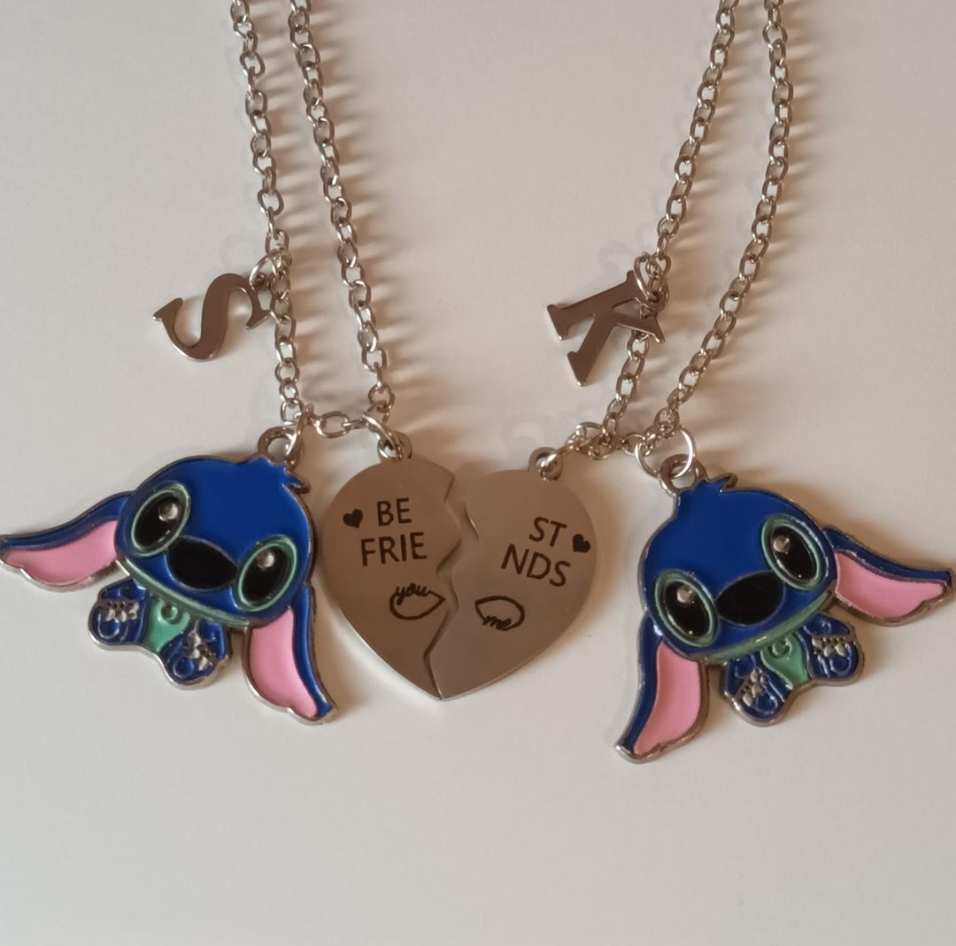 Lilo & Stitch Friendship Necklaces Personalised BFF Cute Stitch Heart ...