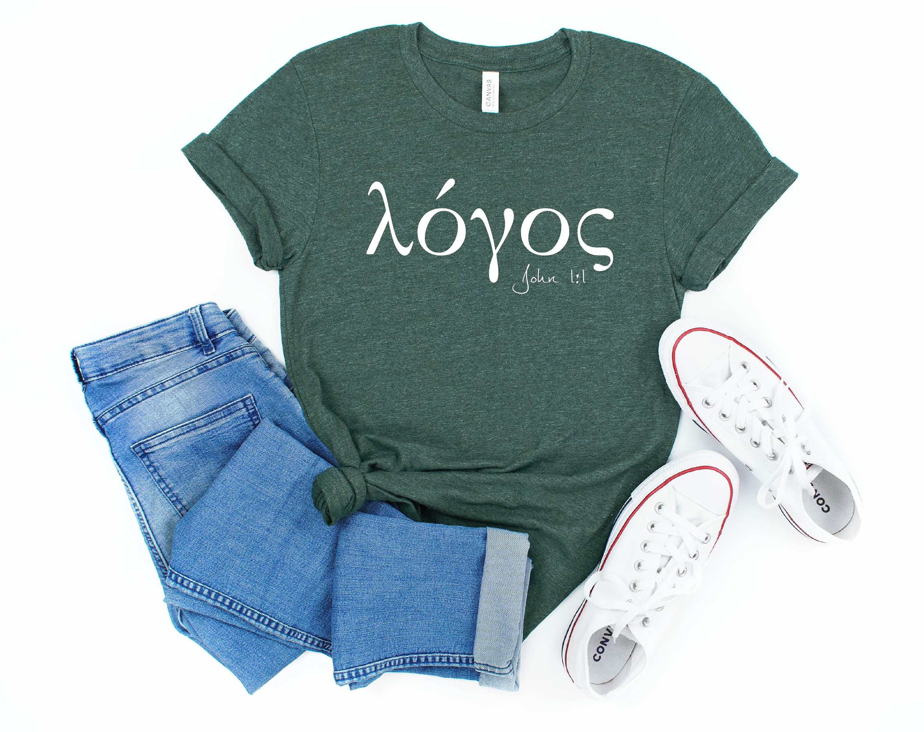 Logos T-shirt, Logos in Greek Shirt, Jesus Name Shirt, Christian T ...