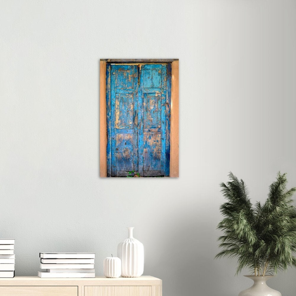 Old Weathered Door Poster, Rustic Blue Door Poster Wall Art, Santa Fe ...