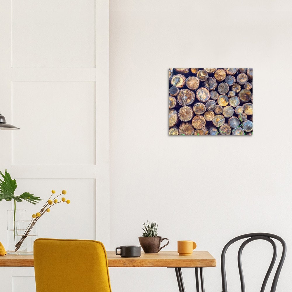 Stacked Log Poster Print: Rustic Wood Wall Art (20x16 In) - Etsy