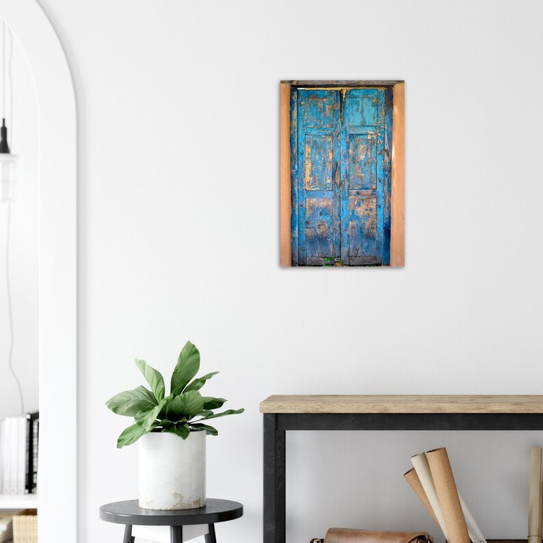 Old Weathered Door Poster, Rustic Blue Door Poster Wall Art, Santa Fe ...