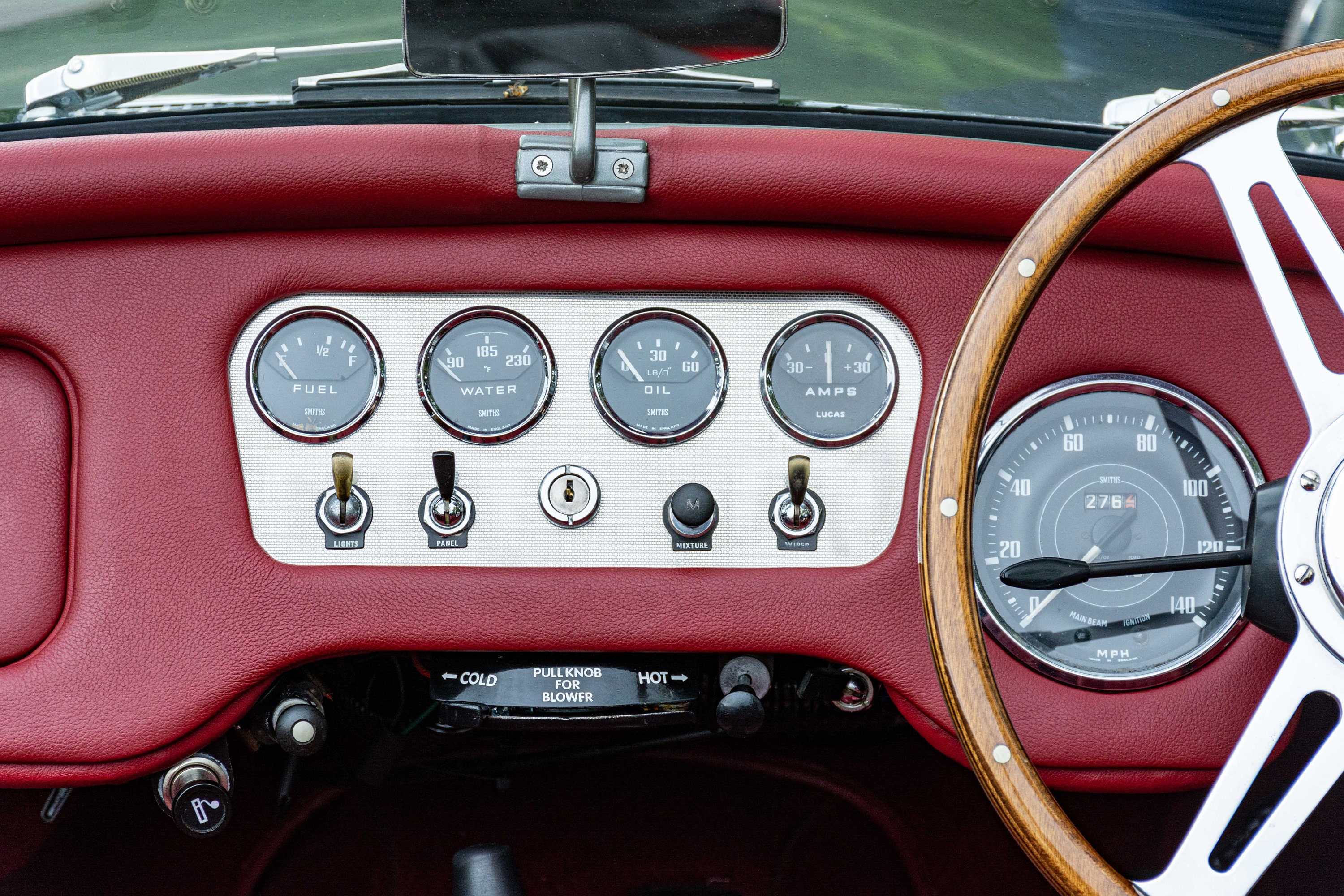 Classic British MG Sports Car, Car Console Close-up, Classic Car ...