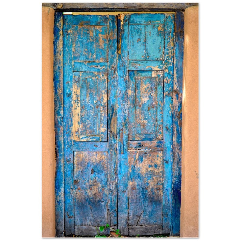 Old Weathered Door Poster, Rustic Blue Door Poster Wall Art, Santa Fe ...
