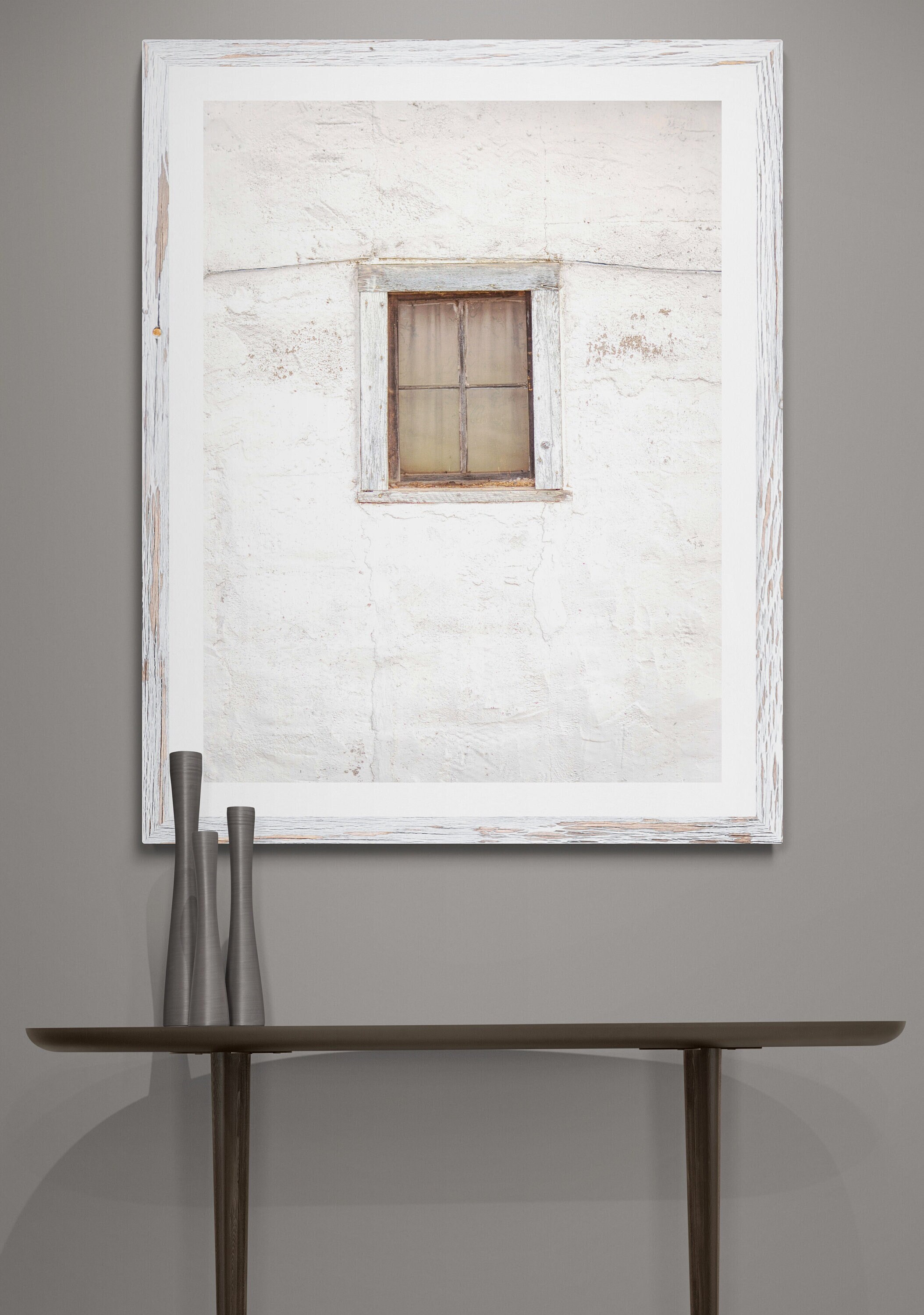 Minimalist Whitewashed Wall Print, Rustic White Window Photo, Old ...