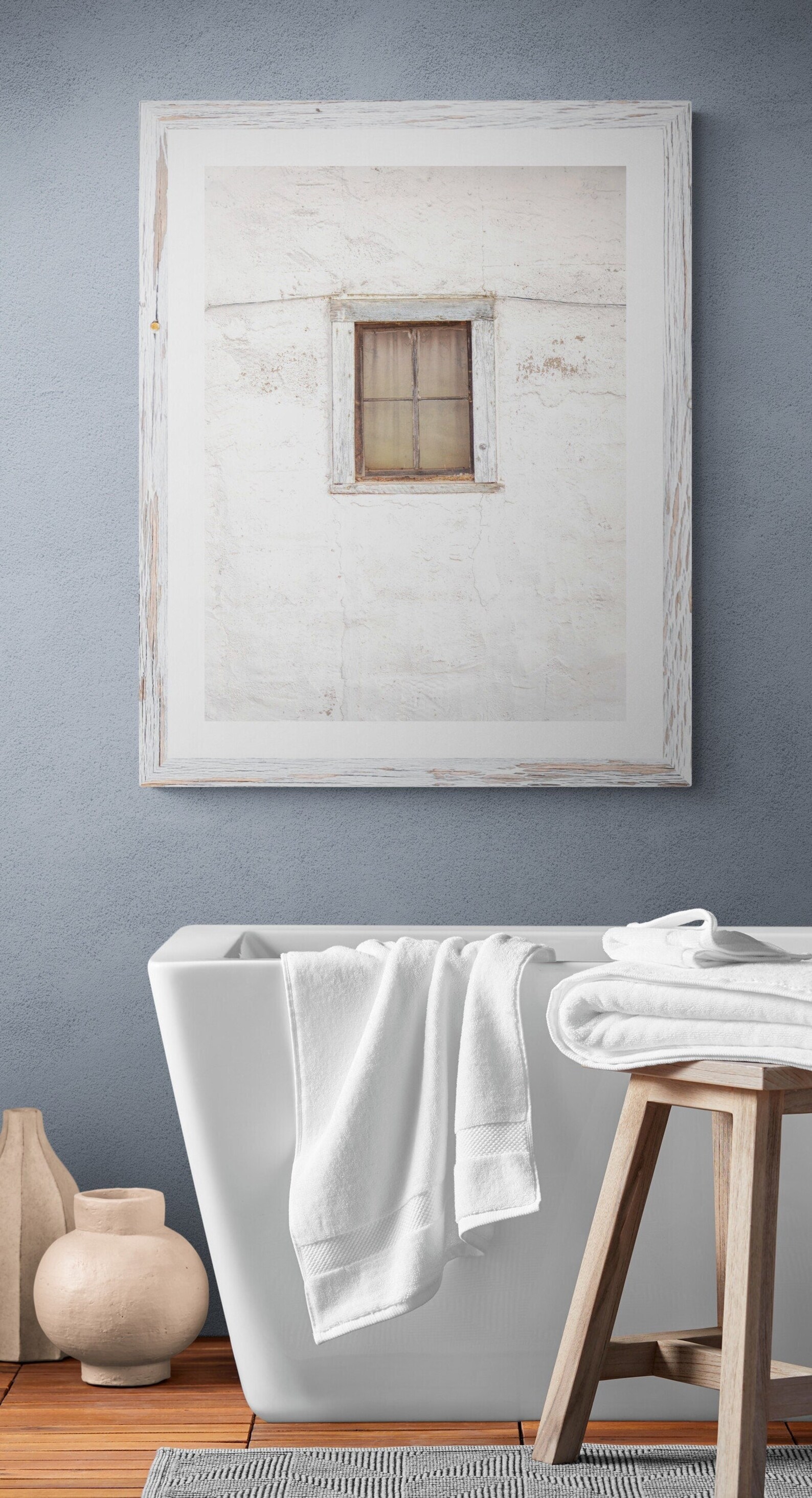 Minimalist Whitewashed Wall Print, Rustic White Window Photo, Old ...