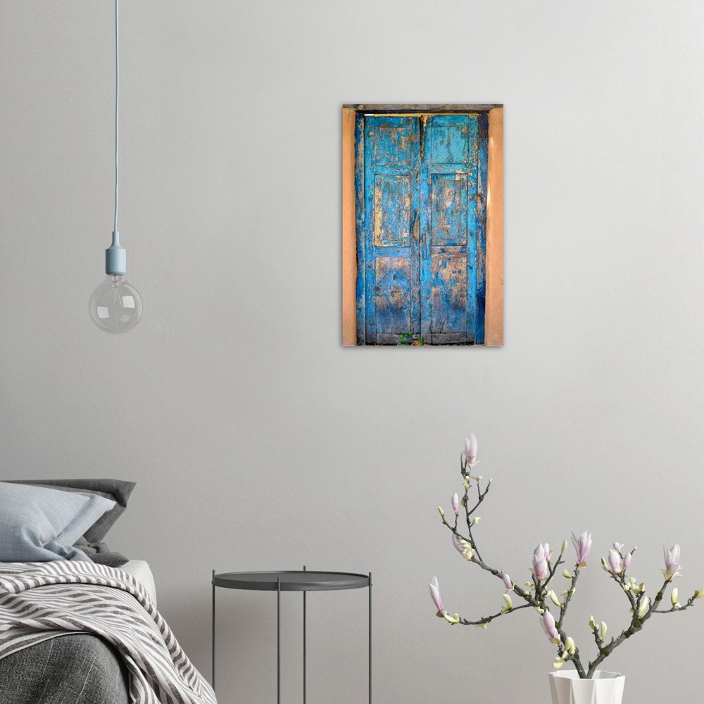 Old Weathered Door Poster, Rustic Blue Door Poster Wall Art, Santa Fe ...