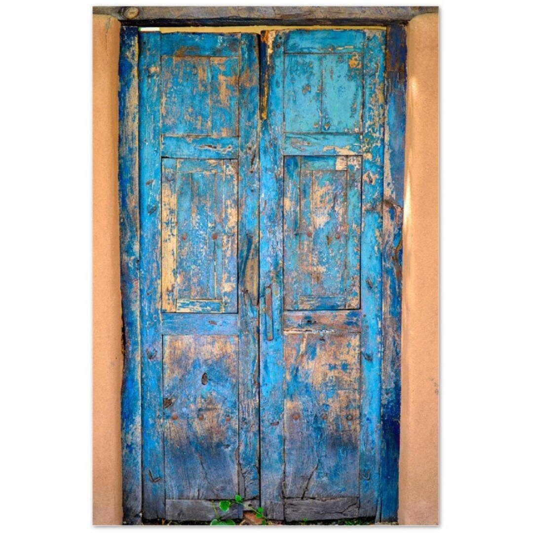Old Weathered Door Poster, Rustic Blue Door Poster Wall Art, Santa Fe ...