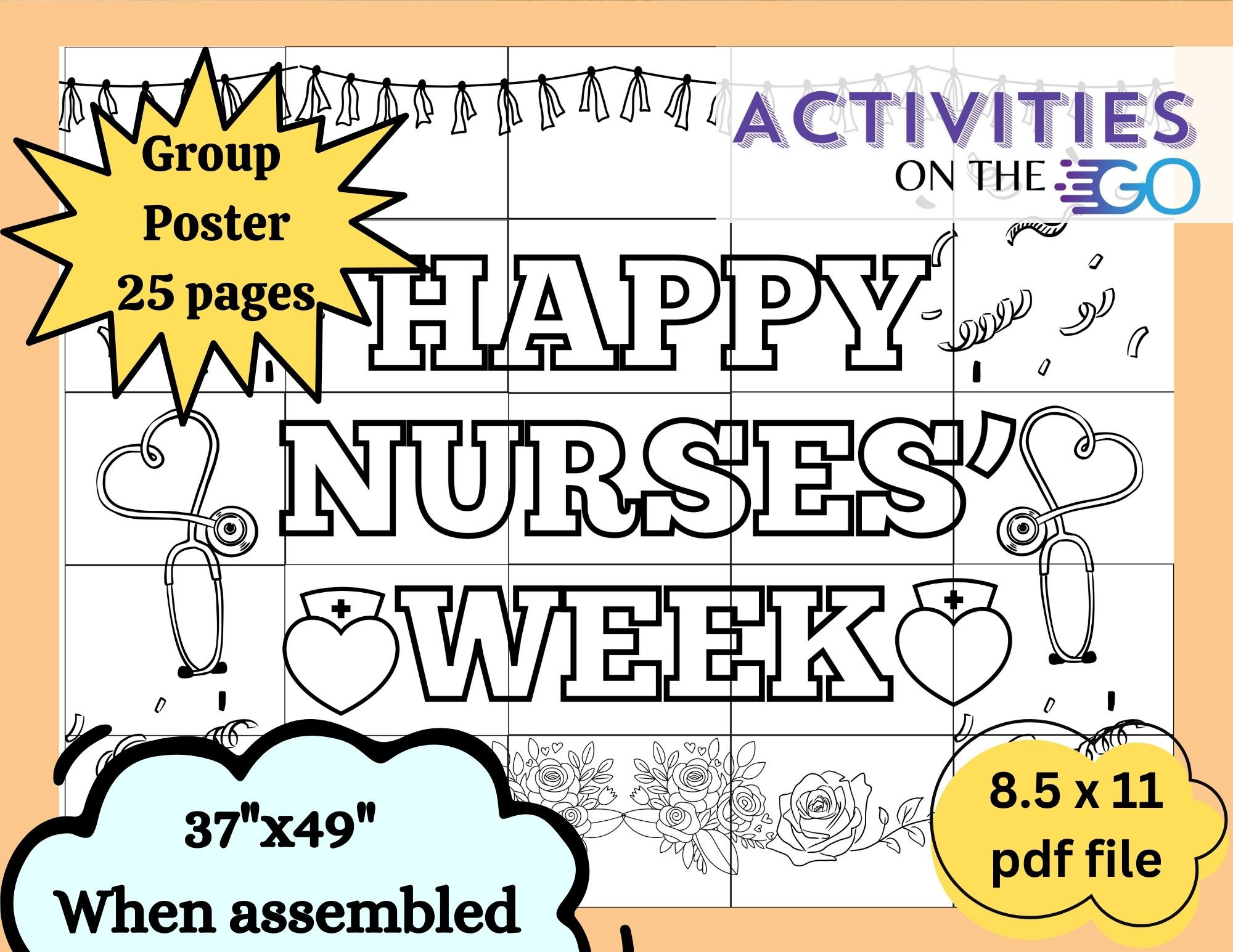 Nurses Week GROUP POSTER, Nurses Week, Group Project, Digital File ...