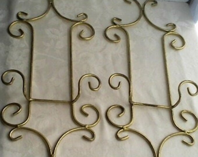 Vintage Pair of Antique Gold Toned Wrought Iron Metal Plate Racks ...