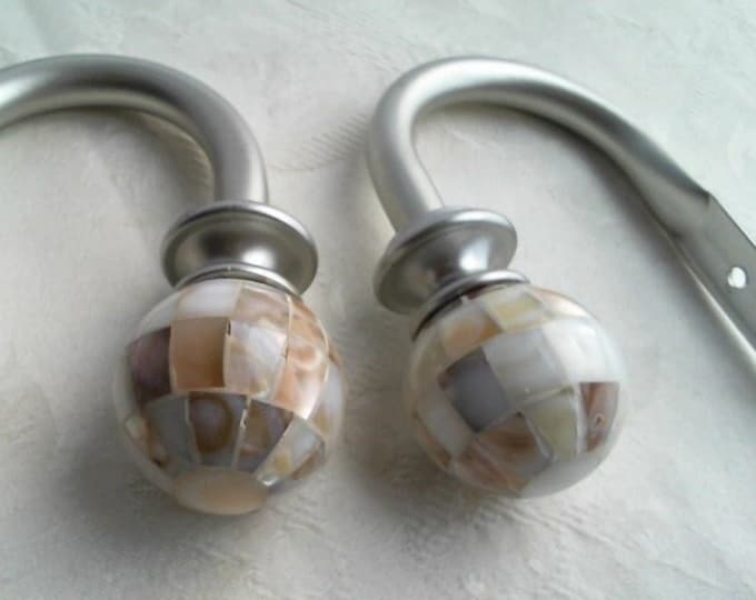Vintage Seashell Mosaic Balls Curtain Rod Hooks (set of 2)/with ...
