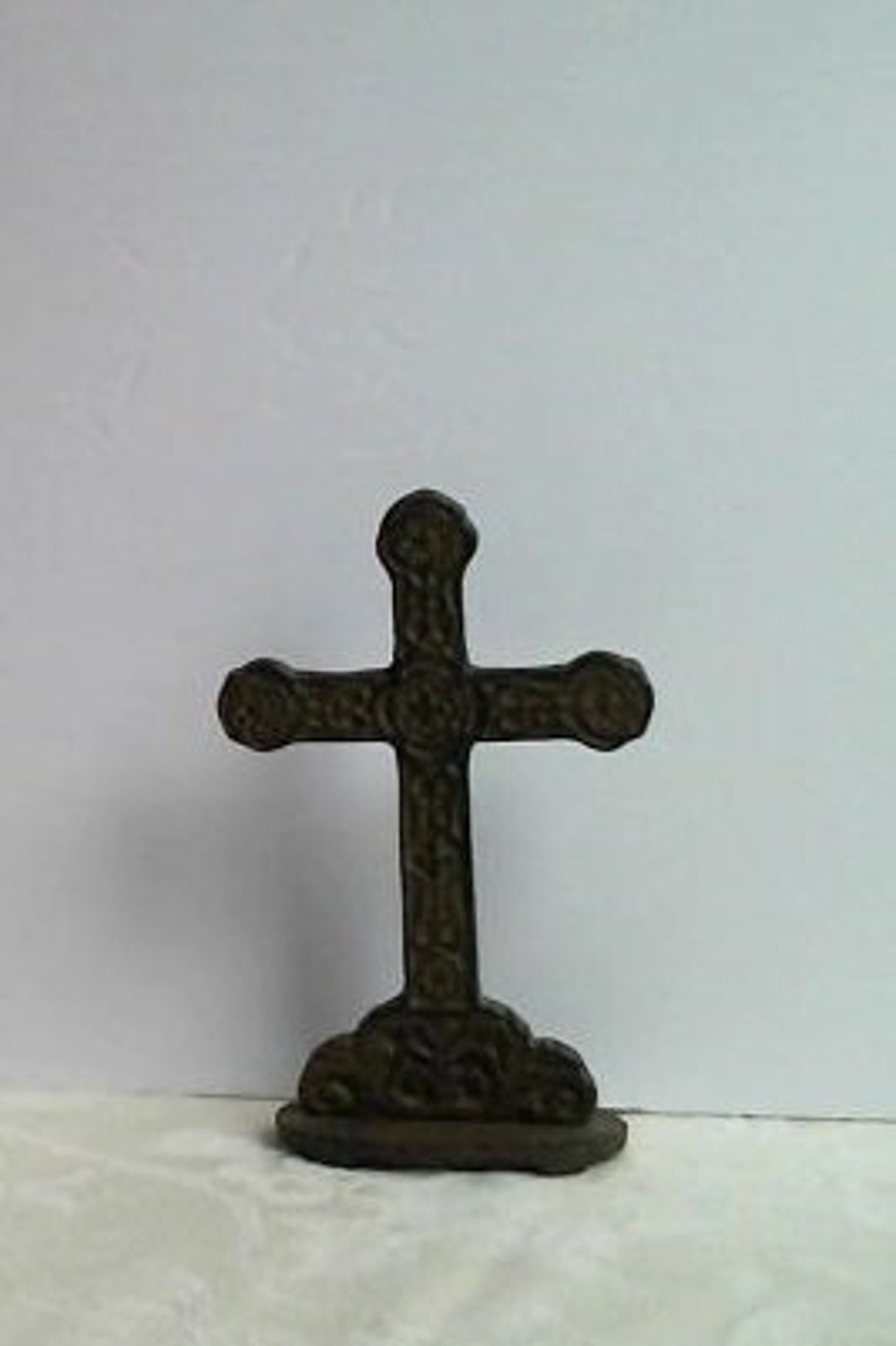 VINTAGE Cast Iron Cross/religious Ornate Metal Cross/heavy Very Nice ...