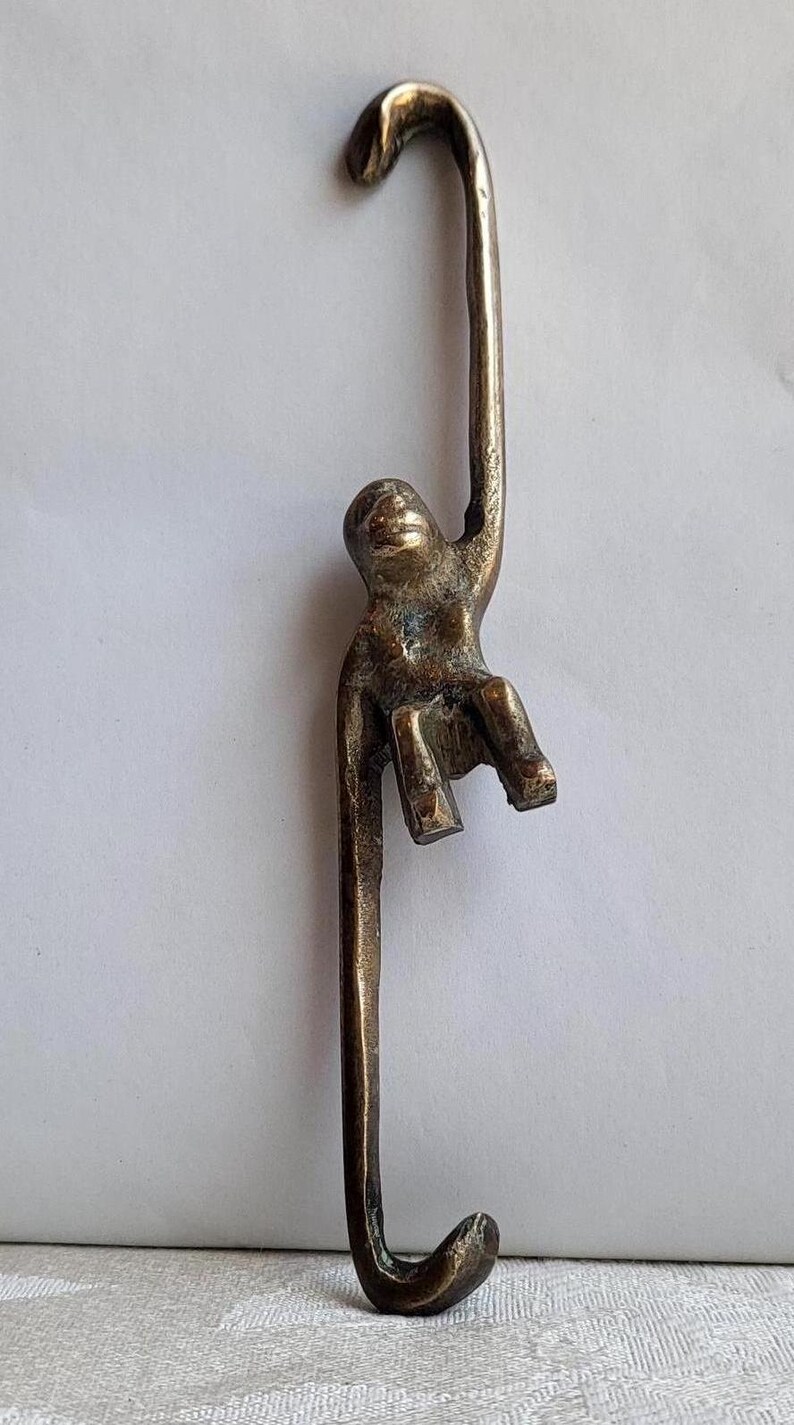 Vintage Unique Solid Brass Spider Monkey Hook Figurine/hanging Monkey ...