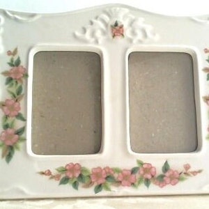 VINTAGE Victorian Style Ceramic White With Floral Design Double 3" X 2 ...
