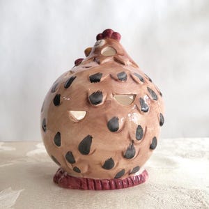 VINTAGE Ceramic Cute Chubby Chicken Tea Light Holder Table Lantern ...