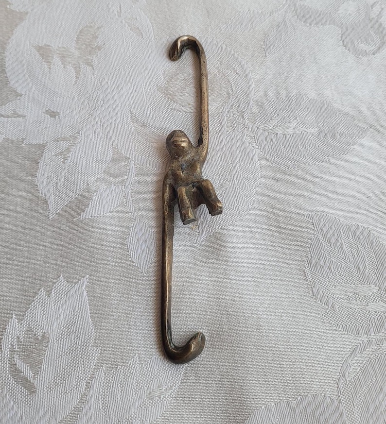 Vintage Unique Solid Brass Spider Monkey Hook Figurine/hanging Monkey ...