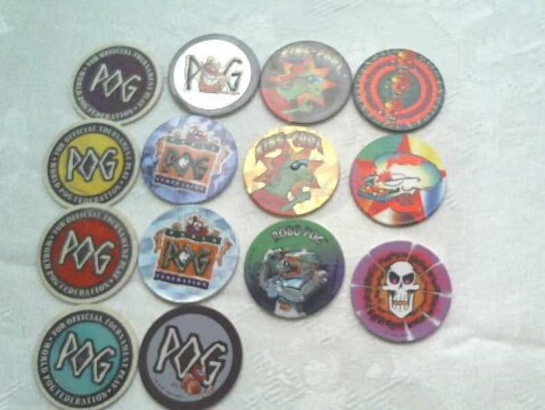 Vintage POGS lot of 14 Assorted World Pog Federation WPF /caps and Pogs ...
