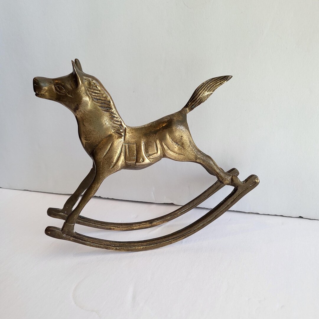 VINTAGE Solid Brass Rocking Horse Figurine Statue/equestrian Horse ...