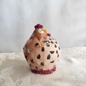 VINTAGE Ceramic Cute Chubby Chicken Tea Light Holder Table Lantern ...