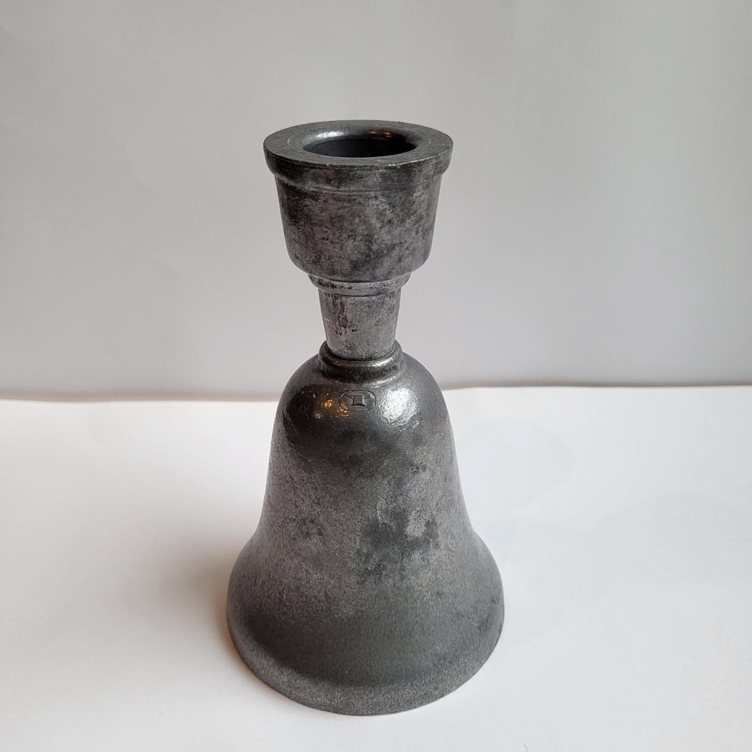 VINTAGE Pewter Servant Dinner Bell Candle Holder/beautiful Crafted Bell ...