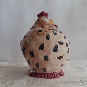 VINTAGE Ceramic Cute Chubby Chicken Tea Light Holder Table Lantern ...