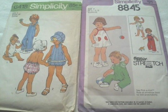 VINTAGE Cute Toddlers' Sewing Patterns lot of 2/simplicity 6418 Size 1 ...