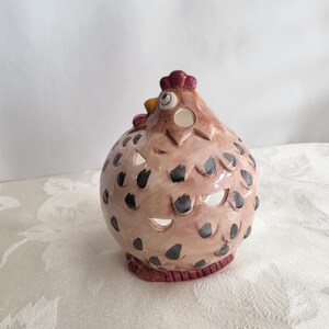 VINTAGE Ceramic Cute Chubby Chicken Tea Light Holder Table Lantern ...