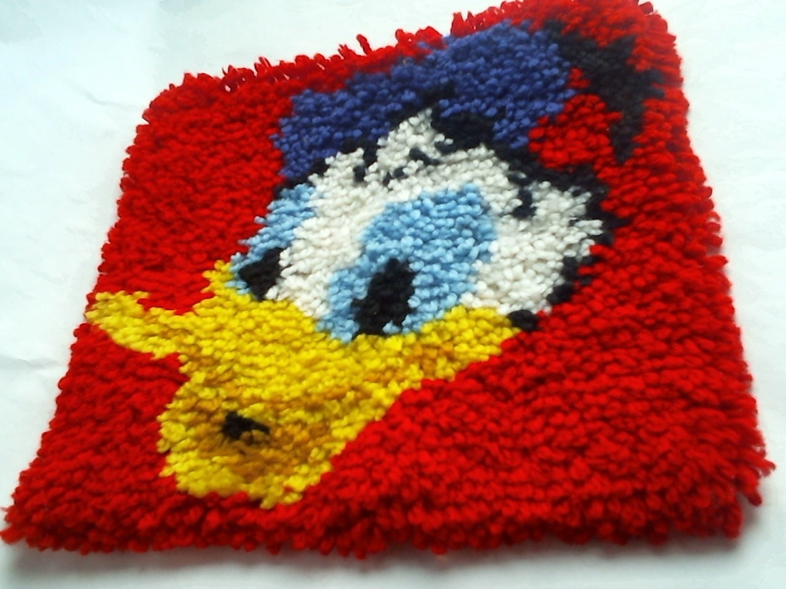 Vintage (1970s) Donald Duck Latch Hook Hanging Rug or Pillow Front ...
