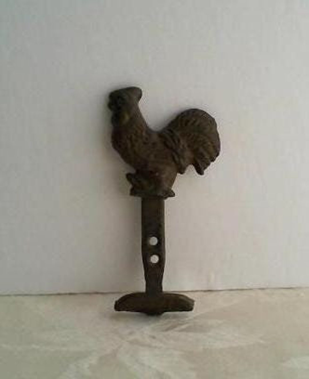 VINTAGE Cast Iron Dark Brown Rustic Country Rooster Wall Hook/durable ...