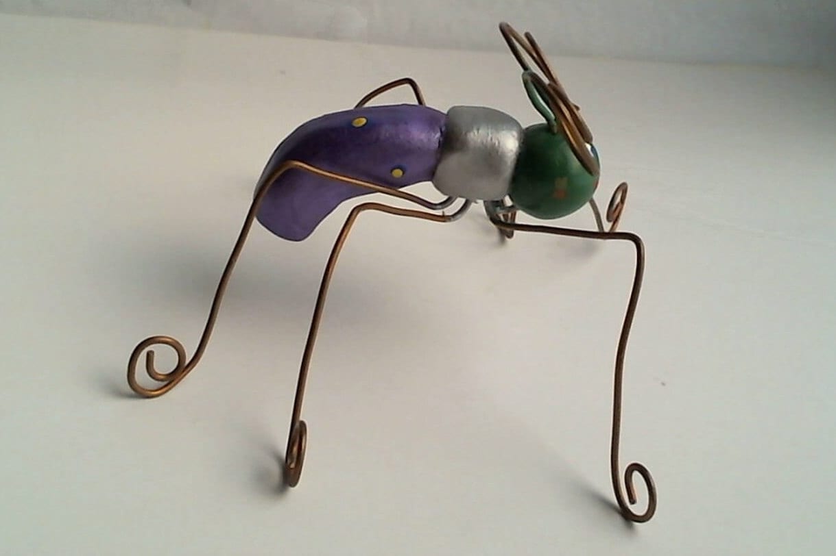 VINTAGE COPPER Insect ART Sculpture/six Legs Two Antennas/insect ...