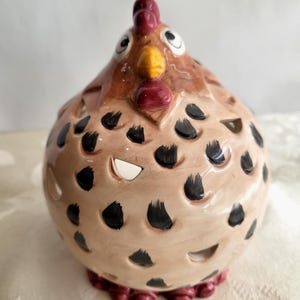 VINTAGE Ceramic Cute Chubby Chicken Tea Light Holder Table Lantern ...