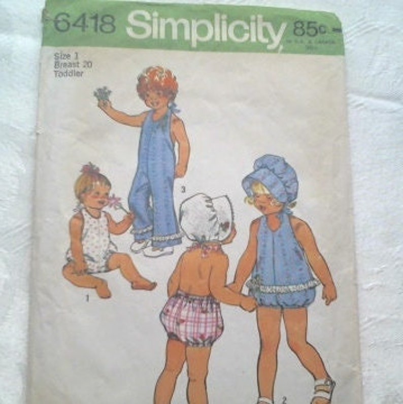 VINTAGE Cute Toddlers' Sewing Patterns lot of 2/simplicity 6418 Size 1 ...