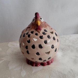 VINTAGE Ceramic Cute Chubby Chicken Tea Light Holder Table Lantern ...