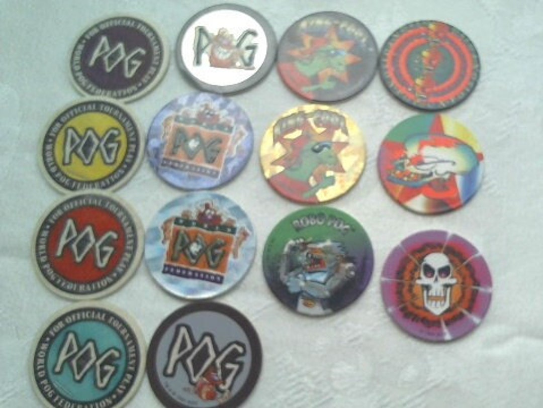 Vintage POGS lot of 14 Assorted World Pog Federation WPF /caps and Pogs ...