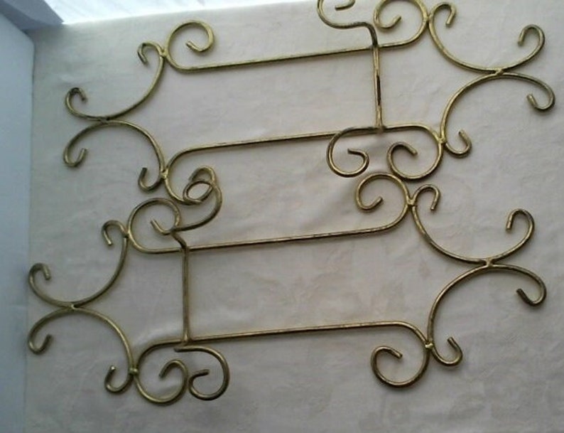Vintage Pair of Antique Gold Toned Wrought Iron Metal Plate Racks ...