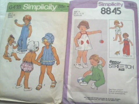 VINTAGE Cute Toddlers' Sewing Patterns lot of 2/simplicity 6418 Size 1 ...