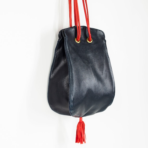 Vintage Genuine Leather Reticule Made in Paris France… - Gem