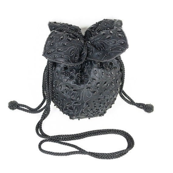 Tulip Top Reticule Handmade Vintage 50s Black Beaded - Etsy