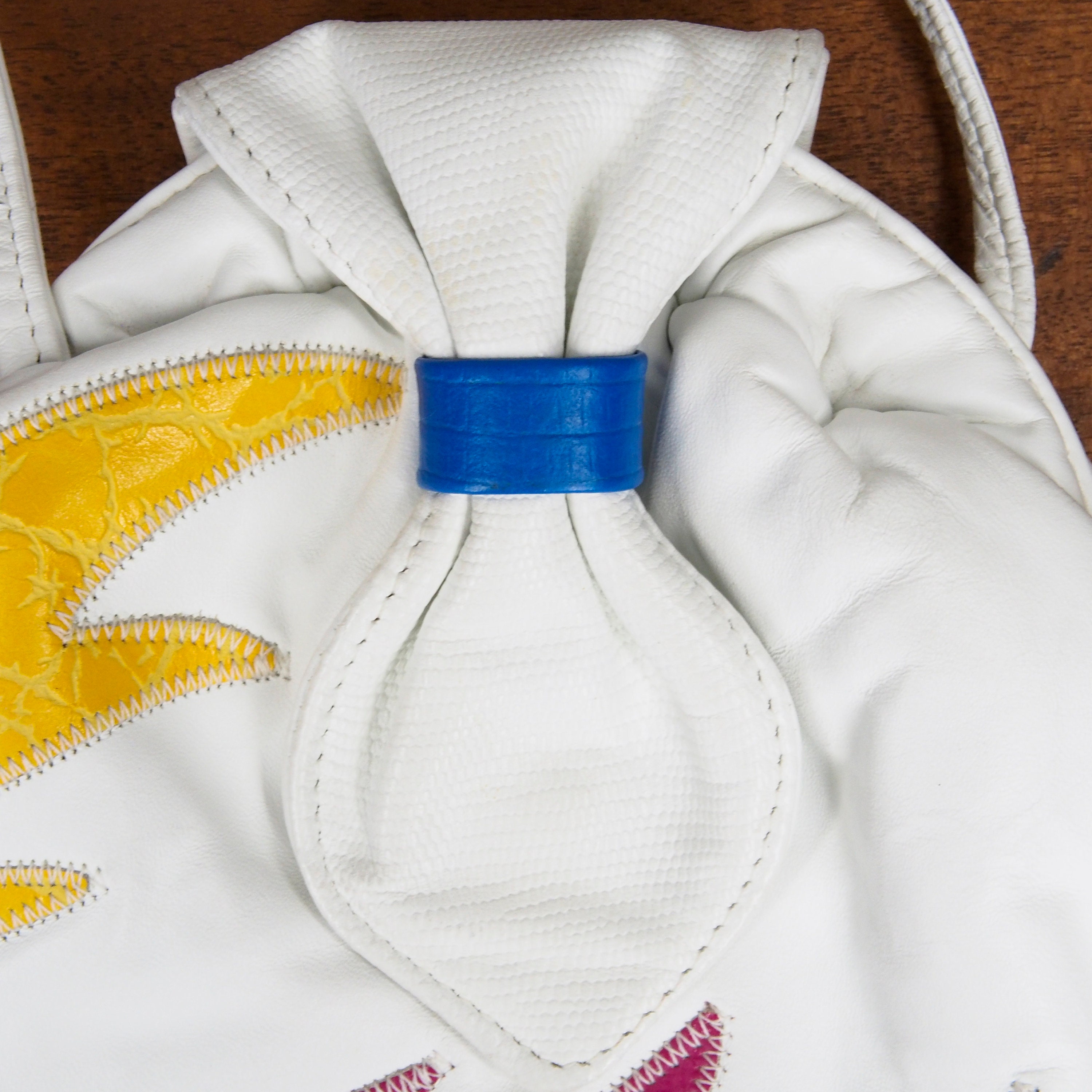 Gary Silverman Genuine Leather Vintage 80s Handbag White Fuchsia Green ...