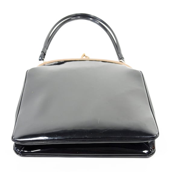 Vintage 50s Black Patent Top Handle Bag by Ingber: ha… - Gem
