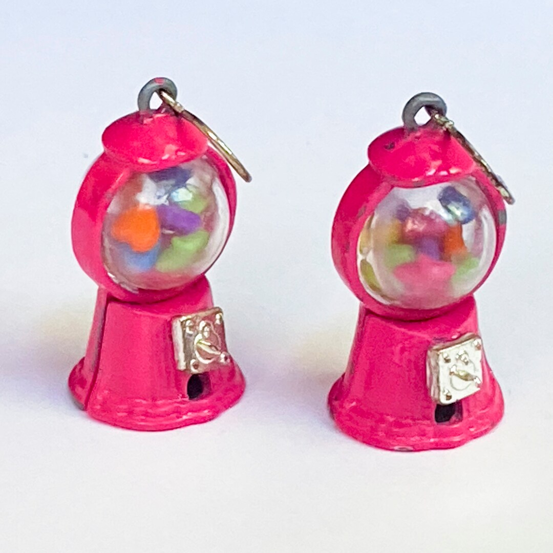 Vintage 80s Gumball Machine Dangle Earrings: Miniature Retro Bright ...