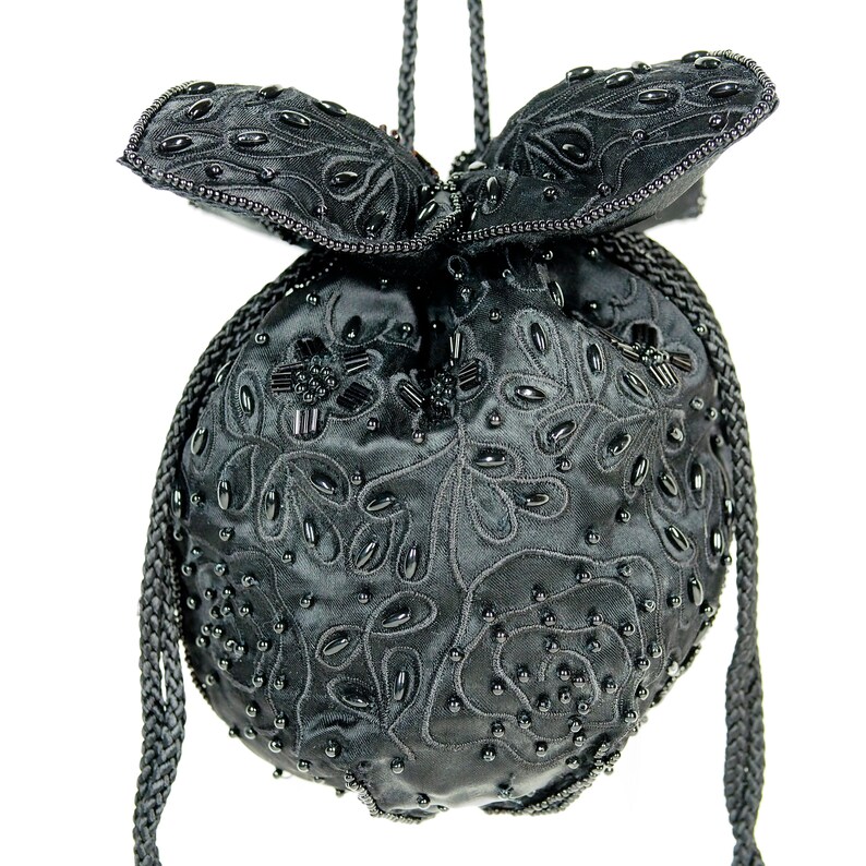 Tulip Top Reticule Handmade Vintage 50s Black Beaded - Etsy