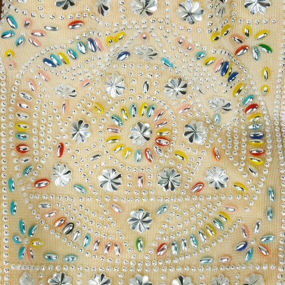 Vintage 50s Reticule Expanding Metal Cream Silver Gol… - Gem