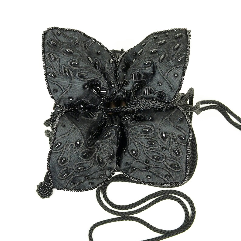 Tulip Top Reticule Handmade Vintage 50s Black Beaded - Etsy