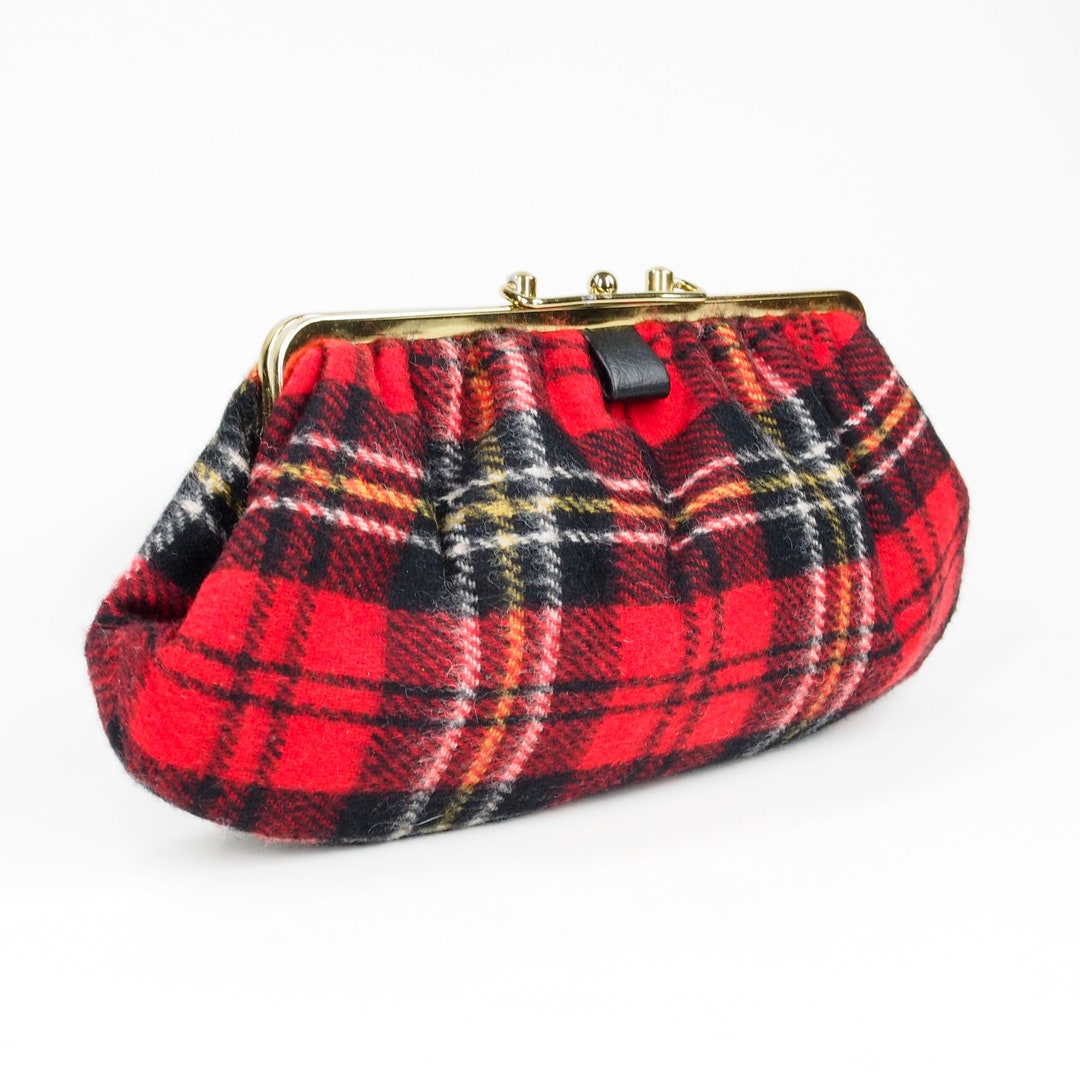 Red Black White Yellow Plaid Flannel Clutch Pouch: Vintage 70s 80s ...