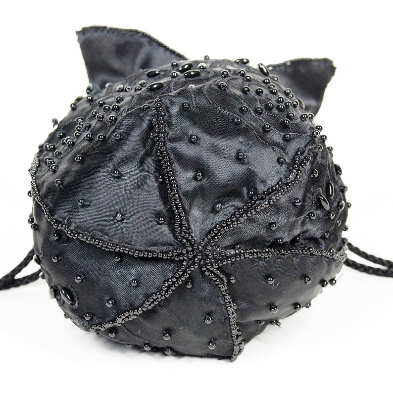 Tulip Top Reticule Handmade Vintage 50s Black Beaded - Etsy