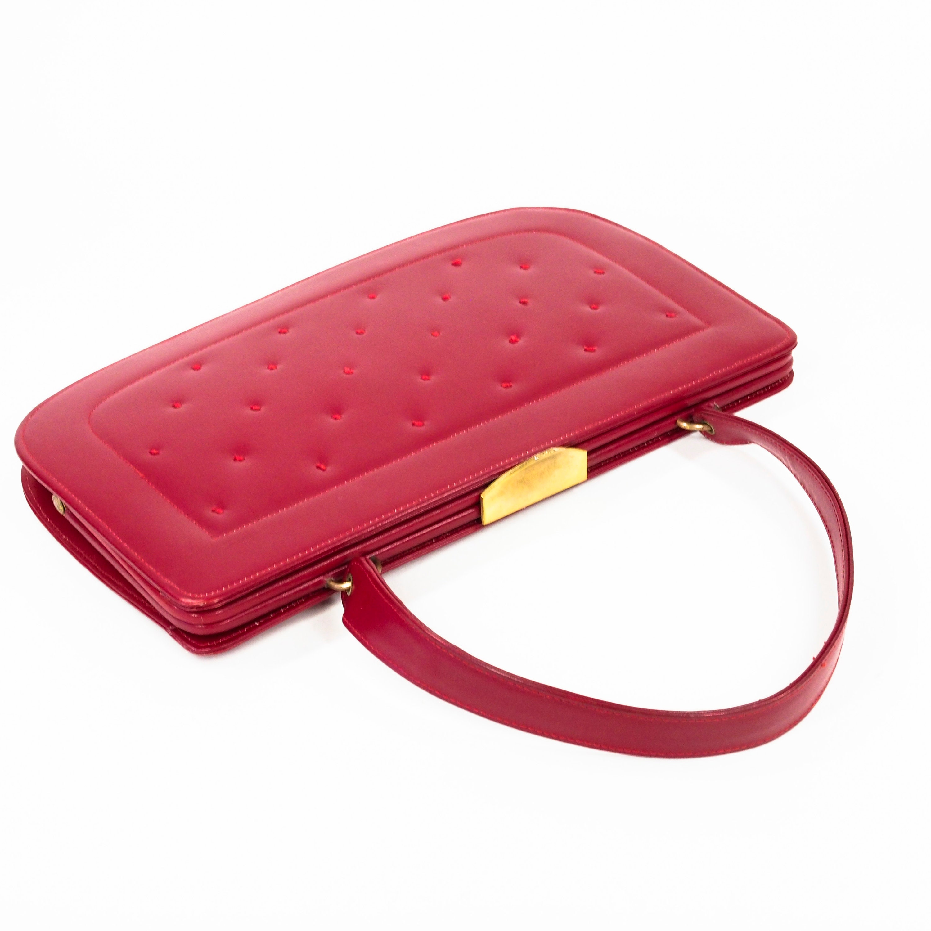 Dofan France Red Genuine Leather Bag Top Handle Handbag With Matching ...